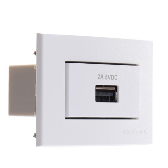 Tomada Carregador Usb 2A Branco Para Móvel Clean Margirius - Tomadas ...