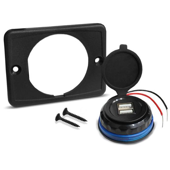 Tomada Carregador Veicular 2 USB Carro Van Caminhão Barco 12v 24v 3Ah ...