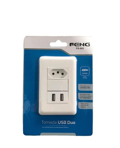 Tomada de Parede Com Dupla Entrada USB Bivolt Feng - Jack - Tomadas ...