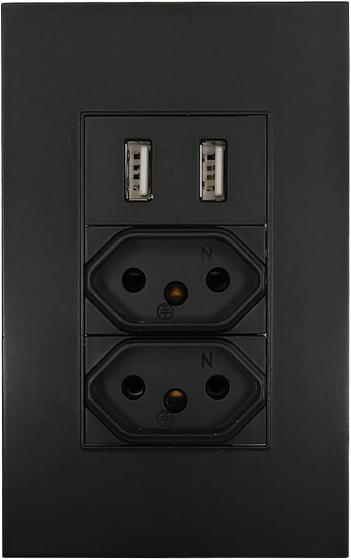 Tomada De Parede Duo Com 2 Entradas Usb Bivolt Jwcom PRETA - Tomadas ...