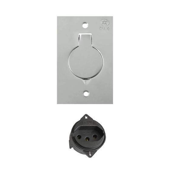 Tomada de Piso 4x2 Simples 20A Com Placa Inox Olivo PL74/2 - Espelho ...
