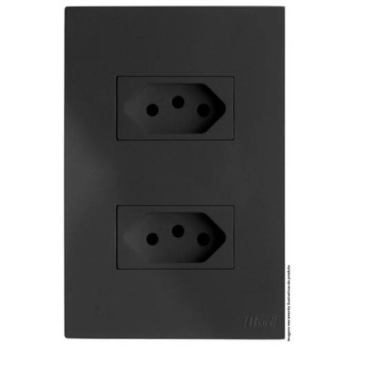 Tomada Dupla 10A + 20A Grafite Fosco Recta Satin Bivolt - B.Lux - Espelho / Placa de Tomada e ...
