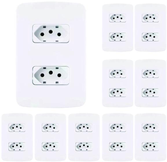 Tomada Dupla 20A 2p+T 4x2 250v - Kit 10 Unidades - MarGirius - Módulo de Tomada - Magazine Luiza