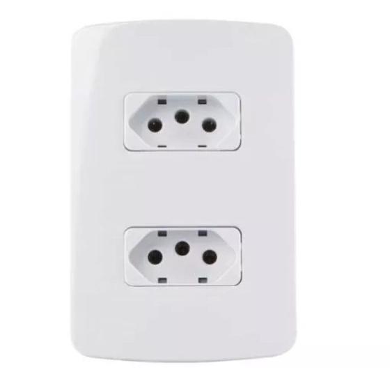 Tomada Dupla 20a 2p+t 4x2 Branca 250v Padrão Br Margirius - Espelho / Placa de Tomada e ...