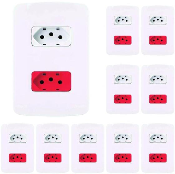 Tomada Dupla 20a 2p+t 4x2 Branca Vermelha 250v - 10 Unidades - MarGirius - Tomadas - Magazine Luiza