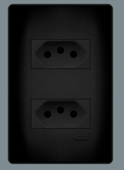 Tomada Dupla 20A 2P+T Fame Placa 4X2 Habitat Black Preto ...