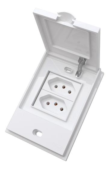 Tomada Dupla 20a 4x2 Placa Com Tampa B Lácqua Branco Blux - B.Lux ...