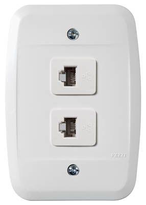 Tomada dupla rj45 com conector com placa branco pezzi - Módulo de ...