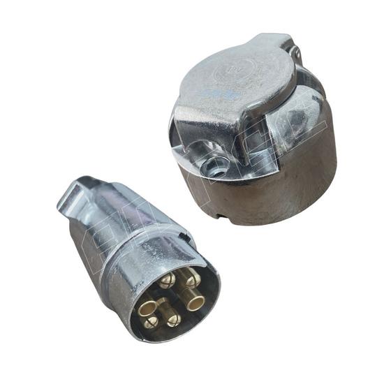 Tomada Engate Carretinha Macho Fêmea 6 Polos Metal Alumínio - DNI ...