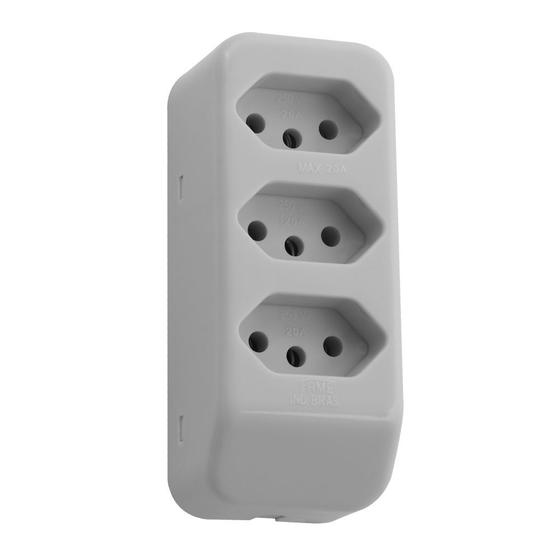 Tomada Externa Múltipla 20a 250v Tripla Sobrepor Fame 3136 - Espelho ...