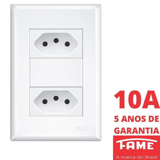 Tomada Padrão Dupla 2P+T 10A Com Placa Evidence FAME - Tomadas ...