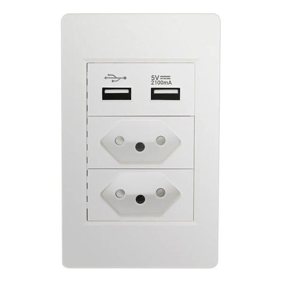 Tomada Parede Com 2 Usb 5v Carregador Celulares Luxo Moderna - Coibeu ...