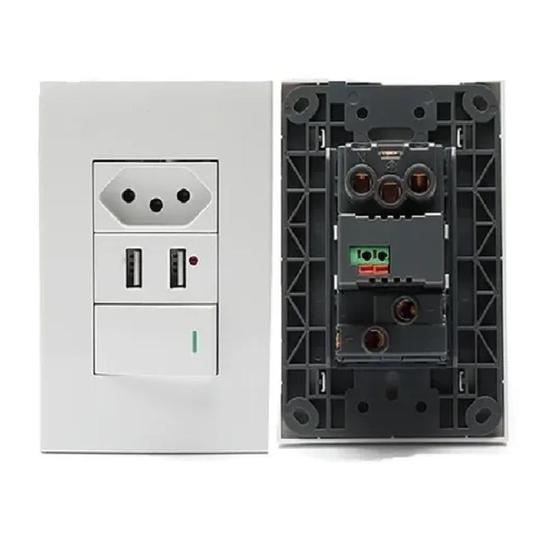 Tomada Parede Interruptor 2 Entradas Usb Duo Universal C/led - SANK ...