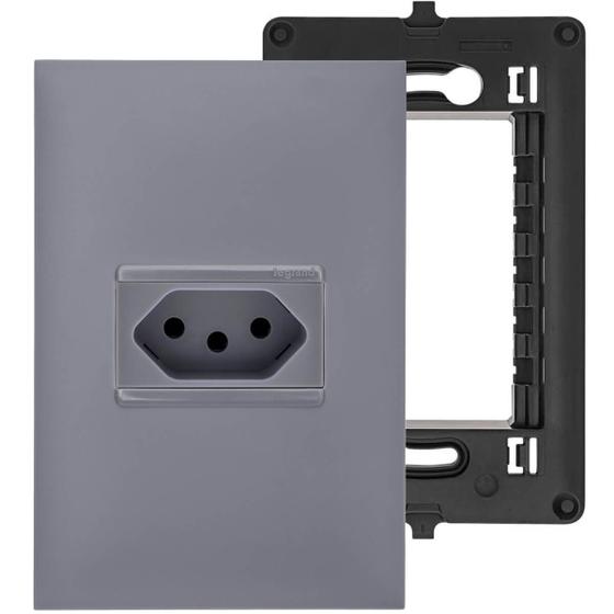 Tomada Pial Plus+ 20A Cinza Com Suporte e Placa 4x2 Legrand - Módulo de ...