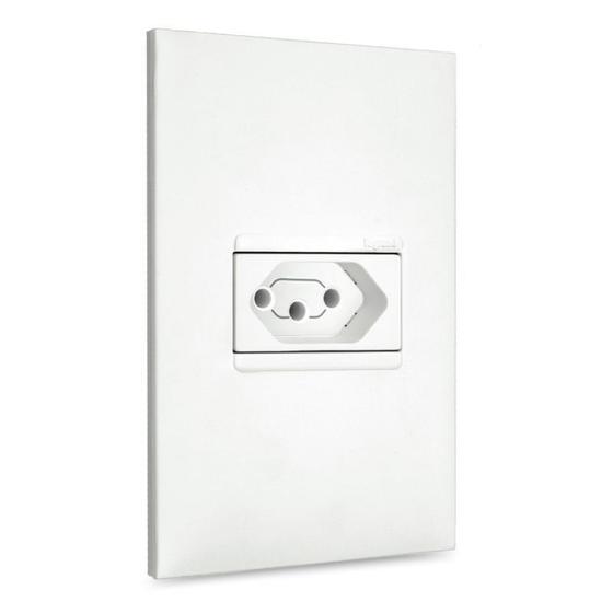 Tomada Pial Plus Simples 10A Completa 2P+T Com Suporte 4x2 e Placa ...