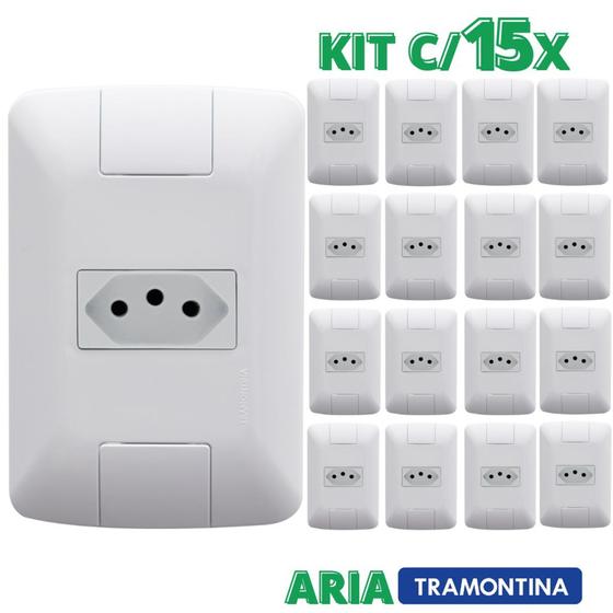 Tomada Simples 10A Tramontina Aria Kit C/15 Unidades - Módulo de Tomada ...