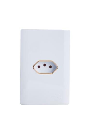 Tomada Simples Horizontal 10A Novara Gold Branca - Dicompel - Tomadas ...