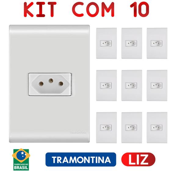 Tomada Simples Liz Branco Tramontina 10A/250V Kit c/ 10 unidades ...