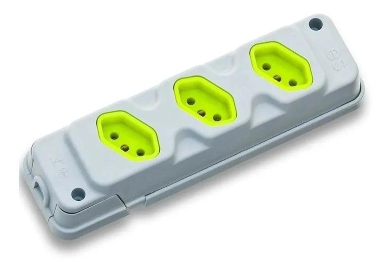 Tomada Tripla 10a/20a Régua P/ Extensão 2p+t Tripolar Cinza - Eletro ...