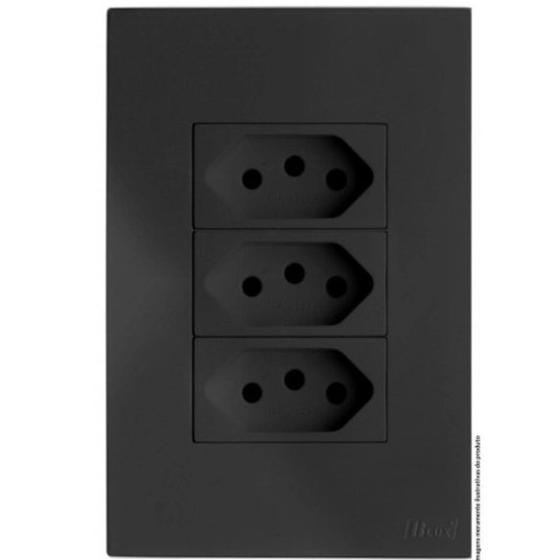 Tomada Tripla 10A Cor Grafite Fosco Linha Recta Satin Blux - B.Lux ...