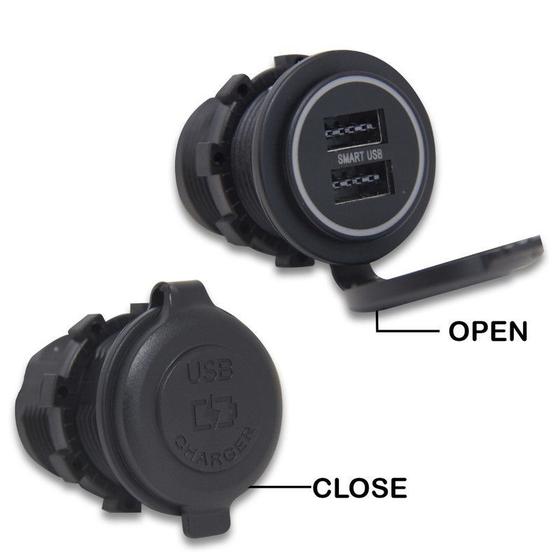 Tomada USB Carro Moto Caminhão Barco Universal Carregador Duas Entradas ...