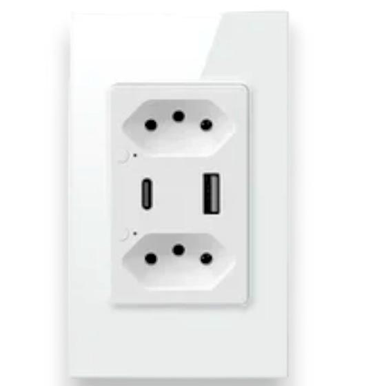 Tomada Usb De Parede Universal Bivolt 2.1a Tipo C e USB - JCom - Tomadas - Magazine Luiza