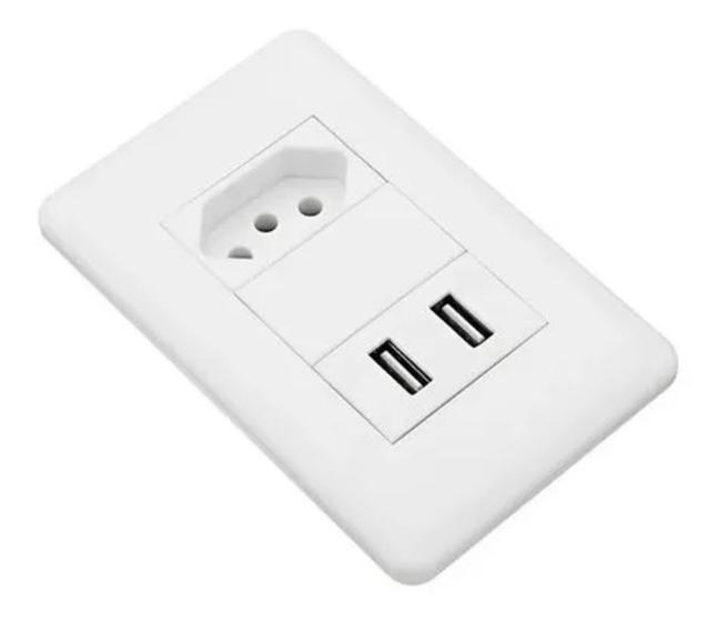 Tomada Usb Duo Carregador Universal Bivolt Parede Branca - Coibeu ...