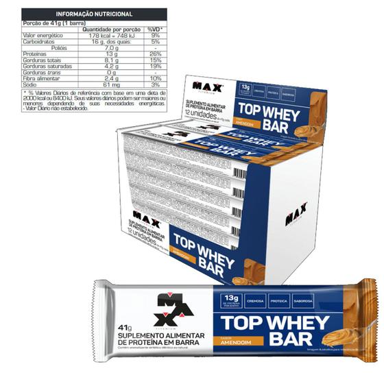 Top Whey Bar Barrinha de Proteína 41g Max Titanium 12un - Barra de ...