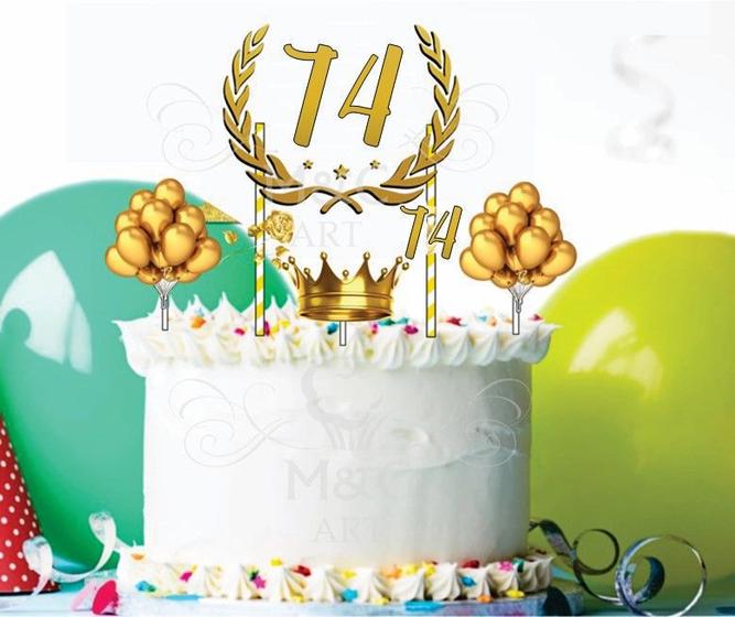 Topo De Bolo 74 anos setenta e quatro anos Topper - Mec Art - Topo de ...