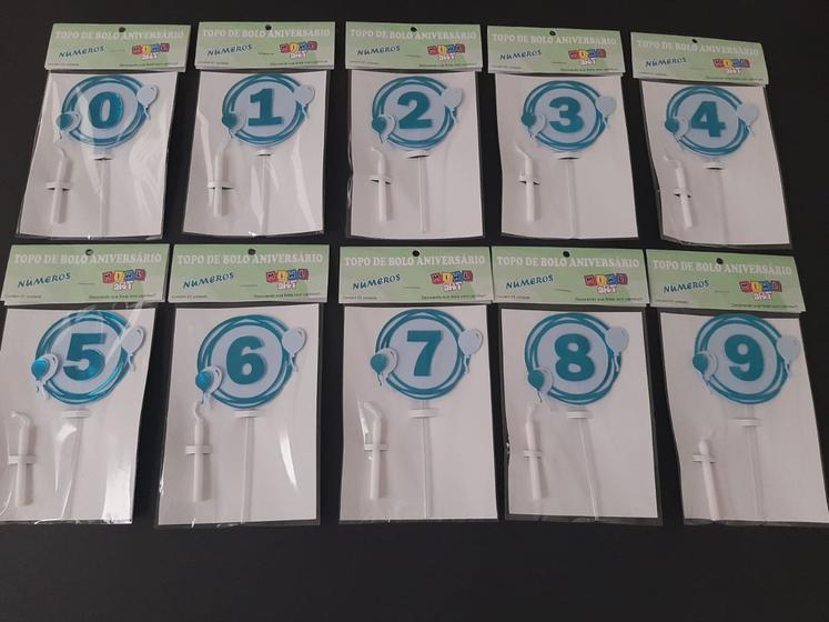 Topo de Bolo balões kit números de 0 a 9 azul - MIWL ART - Topo de Bolo ...