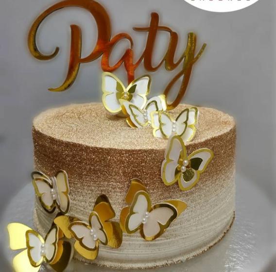 Topo de Bolo borboletas douradas personalizado - MIWL ART - Topo de ...