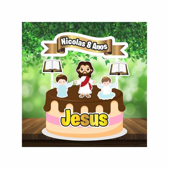 Topo De Bolo Jesus Topper Personalizado C/Nome E Idade - ArtCor - Topo ...