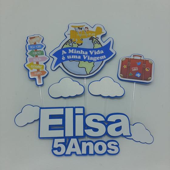 Topo de Bolo Viagem Avião Infantil personalizado - miwl art - Topo de ...