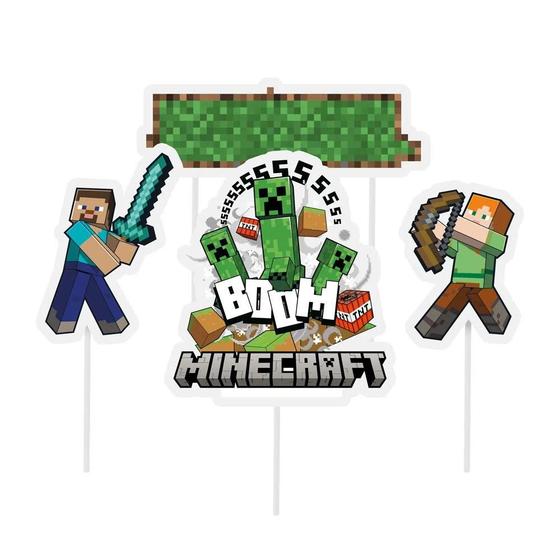 Topo Decoração de Bolo Minecraft - Cromus - Topo de Bolo - Magazine Luiza
