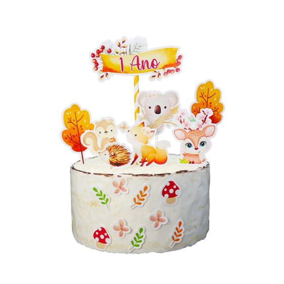 Topper de Bolo Mesversário 1 Ano Bosque - Decoração de Festa - Magazine ...
