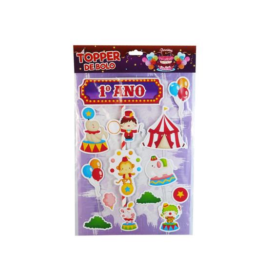 Topper de Bolo Mesversário 1 Ano Circo - Decoração de Festa - Magazine ...