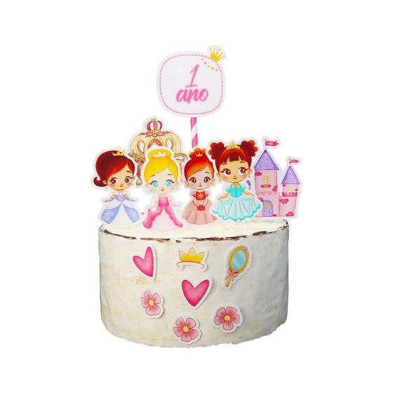 Topper de Bolo Mesversário 1 Ano Princesa - Decoração de Festa ...