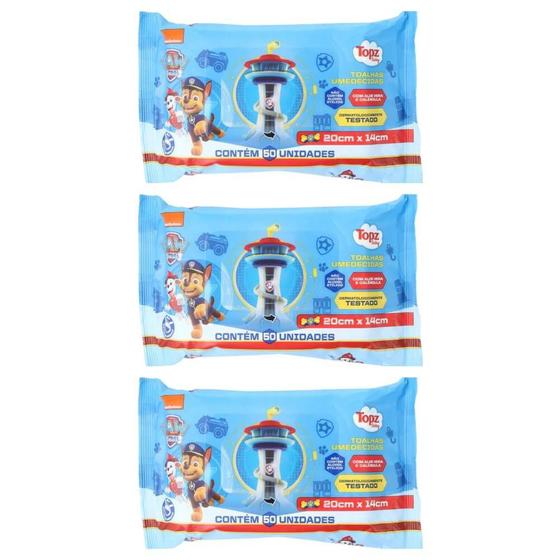 Topz Baby Patrulha Canina Chase Toalhas Umedecidas C/50 (Kit C/03 ...