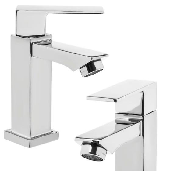 Torneira Bancada Banheiro Lavado Cuba Luxo Aço Inox 403 Cromada Bica ...