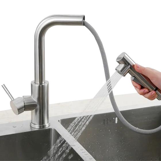 Torneira Cozinha Gourmet Monocomando Extensível Bancada Aço Inox ...