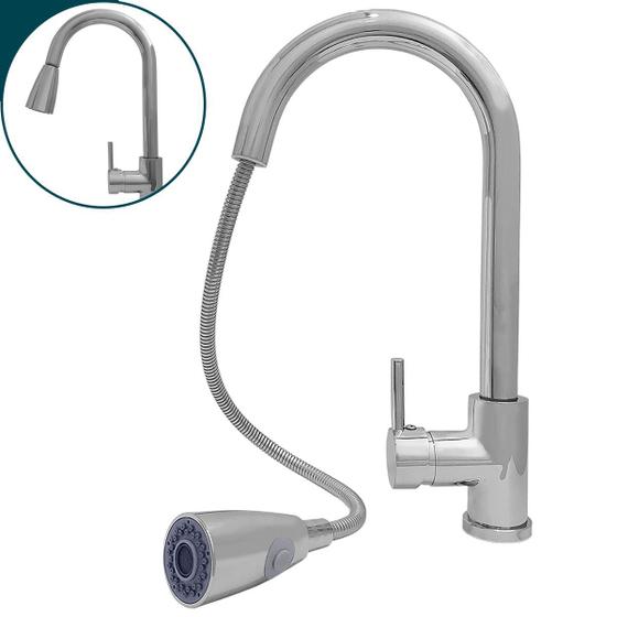 Torneira De Cozinha Bancada Gourmet Misturador Monocomando Inox Cromada