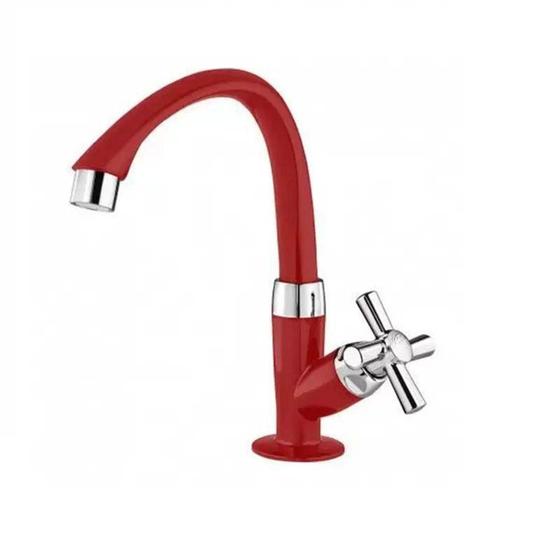 Torneira para Lavatório de Mesa Bica Alta Móvel Cross Vermelho e ...