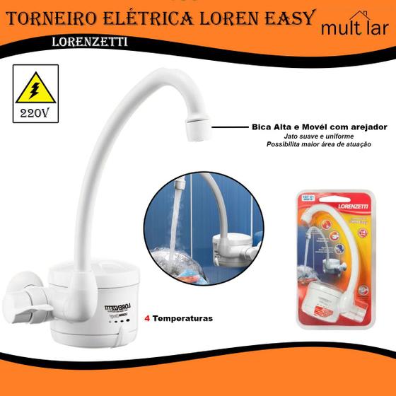 Torneira Para Parede Elétrica Loren Easy Branco 220v 5500w - Lorenzetti ...