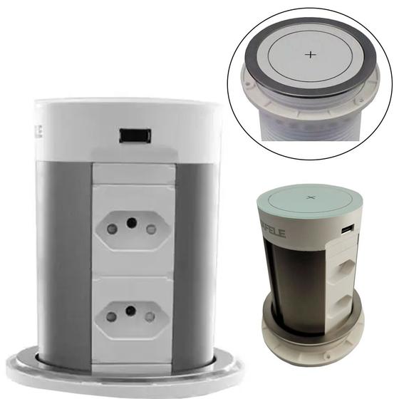 Torre de Tomada Automática com Carregador por Indução com 4 Tomadas e 2 ...