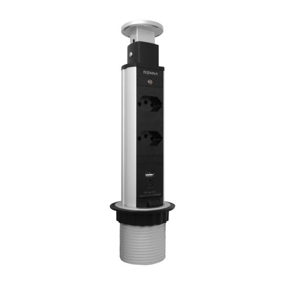 Torre de Tomada com 2 Tomadas + 2 USB (Tipo A+C) Retrátil Renna - Torre ...