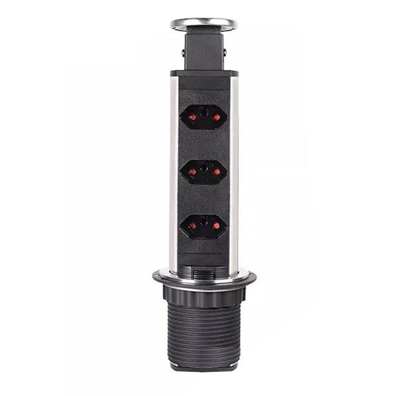 Torre De Tomada Retrátil Multiplug Embutir Mesa Granito Inox ...