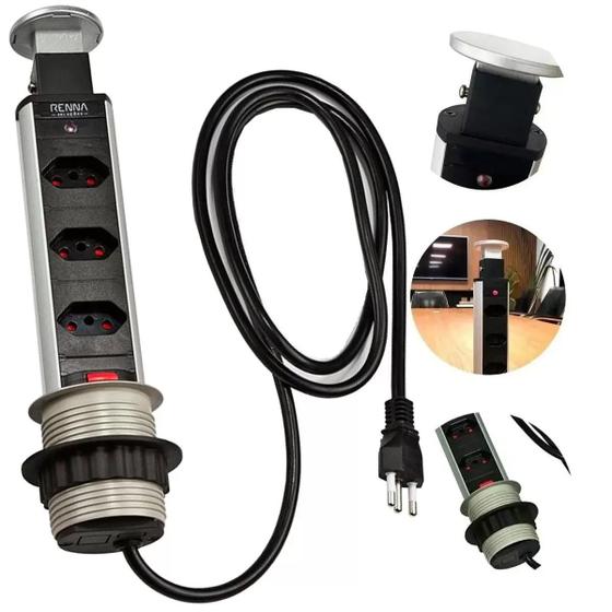 Torre De Tomada Retrátil Multiplug Embutir Mesa Granito - Renna - Torre ...