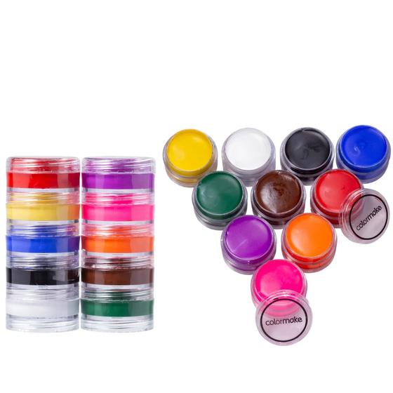 Torre Kit Com 10 Tintas Líquida Cremosa Facial Colorida Pintura ...