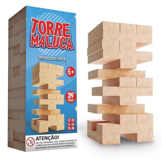 Torre Maluca Madeira MDF Jenga Caiu Perdeu com 39 pçs Coluna ...