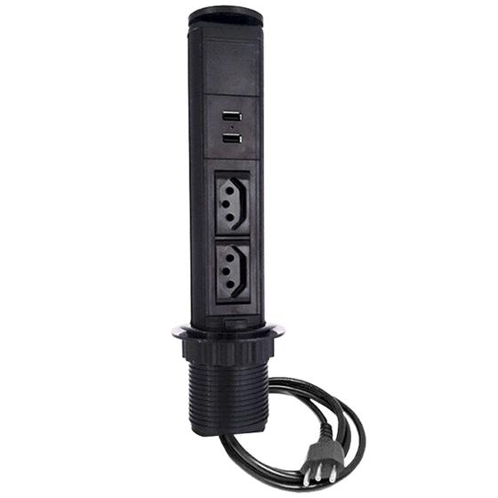Torre Tomada 2 Elétrica 10A 2 USB - Cozinha - Preto Preta Totem ...